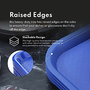 New Star Foodservice 24722 Blue Plastic Fast Food Tray, 14 by 18 Inch, Set of 12