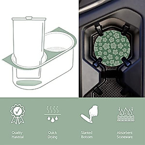 Floral Spring Green 2.75 x 2.75 Ceramic Car Coasters Pack of 2