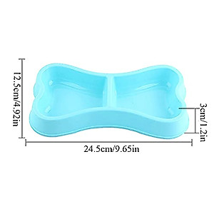 FUUIE Bowls for Food and Water 1PC Bone Shape Pet Dog Bowl Plastic Portable Durable Puppy Pet Feeding Bowl Double Fashion Solid Cat Feeding Bowls Pet Supplies (Color : Blue)
