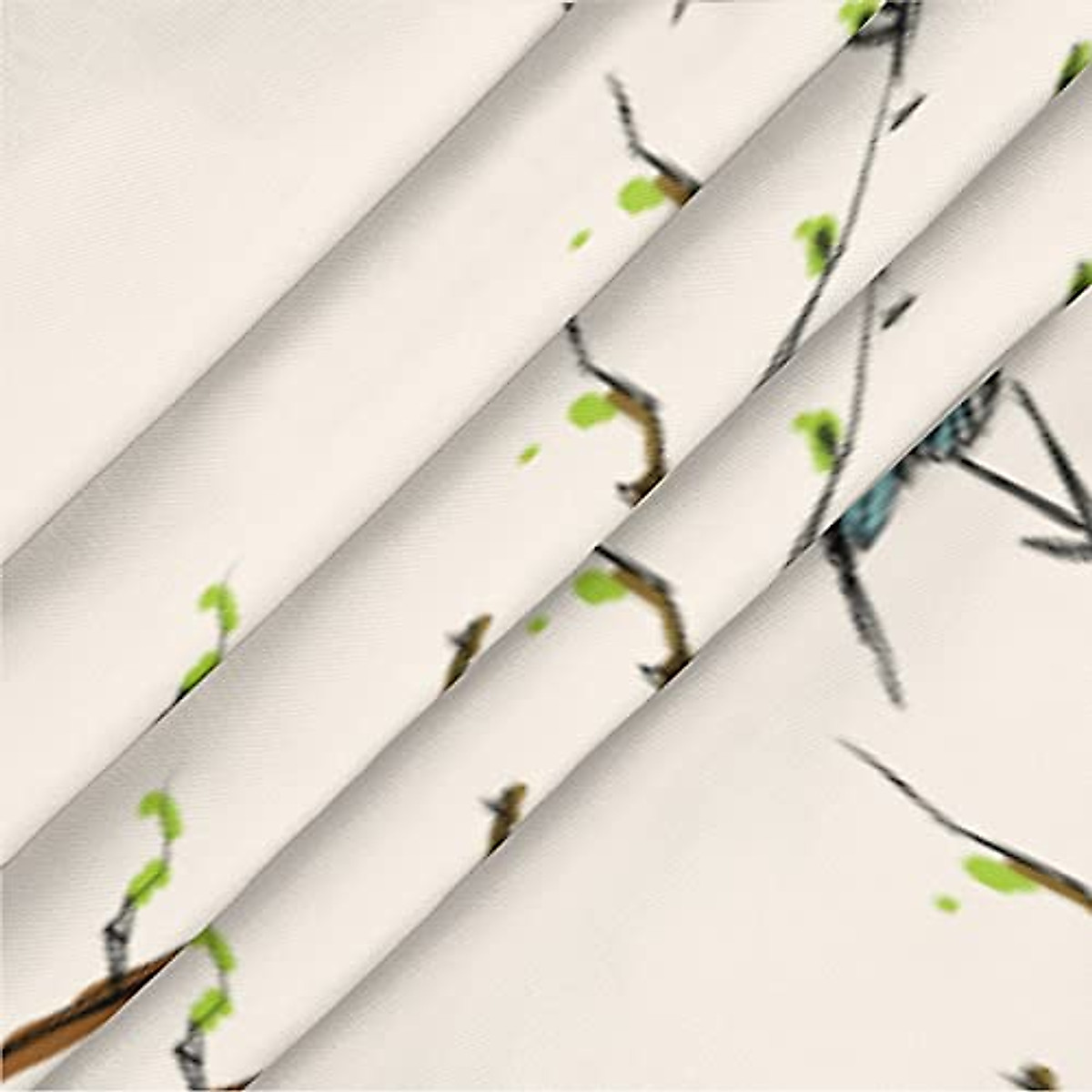 Little Birds Round Tablecloths Bird on Branches Tablecloths for Circular Tables Round Fitted Polyester Tablecover with Elastic for Kitchen/Dining/Party Indoor and Outdoor Use Machine Washable 36"- 42"