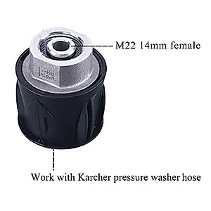 M MINGLE Pressure Washer Adapter for Gun and Power Washer, Only Compatible Karcher Hose, to M22 14mm Female Fitting