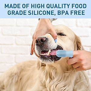 2 Pack Dog Toothbrush for Dog Teeth Cleaning Dog Finger Toothbrush Dog Tooth Brushing Kit Pet Toothbrush Puppy Toothbrush Blue and wiht