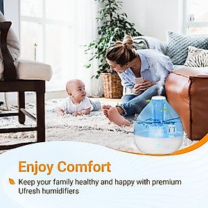 Ufresh Cool Mist Humidifiers for Home Bedroom Large Room, Small Vaporizers for Babies Kids Nursery Plants with Touch Control, 2.6L(0.7 Gal), Auto Shut-off, Whisper-Quiet
