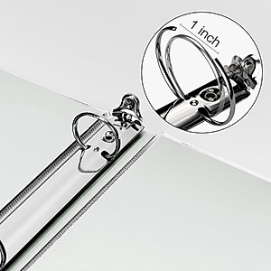 EYROZILL 1" Binder 3 Rings, Glitter Binder Holds 300 Sheets, Waterproof, 2 Pockets, Silver