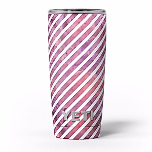 Design Skinz White Slanted Lines Over Pink and Purple Grunge Surface - Skin Decal Vinyl Wrap Kit Compatible with The Yeti Rambler Cooler Tumbler Cups