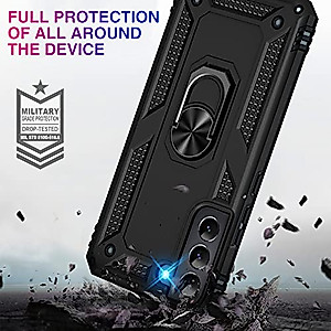 Vaki for Samsung Galaxy S22+ Plus 5G Case with Built in Screen Protector Military Grade Hard Rugged Cover Heavy Duty Armor Galaxy S22 Plus Phone Cases with Metal Ring Kickstand Shockproof Black