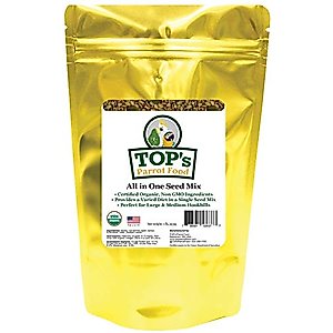 TOP's All in One Seed Mix for Large Birds, Non-GMO, Peanut Soy & Corn Free, USDA Organic Certified, 1lb