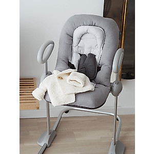 BEABA Up & Down Portable Baby Rocker, 4 Height Levels + 3 Reclining Positions with 1 Click, Couch and Table Height Rocker, Baby Seat, Baby Lounger, Baby Essentials, Baby Gear, Gray
