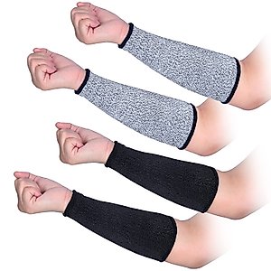 3 Pairs Cut Resistant Sleeves Level 5 Protection Arm Protectors for Thin Skin and Bruising 10" Long Comfortable Anti-abrasion Safety Sleeve for Arms for Work Men Women(2 Black + 1 Gray)