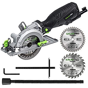 GALAX PRO 5.8 Amp 3500 RPM Circular Saw, Max. Cutting Depth 1-11/16"(90°),1-1/8"(45°）Compact Saw with 4-1/2" 24T and 40T TCT Blades, Vacuum Adapter, Blade Wrench, and Rip Guide