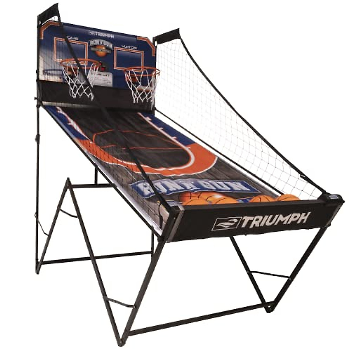 Triumph Sports Run n Gun Arcade Basketball Shootout Game Fully and Semi Assembled Out of The Box Fold Out and Play! Folds 100% Flat for Complete Storage Fully Portable, Play Inside or Outside