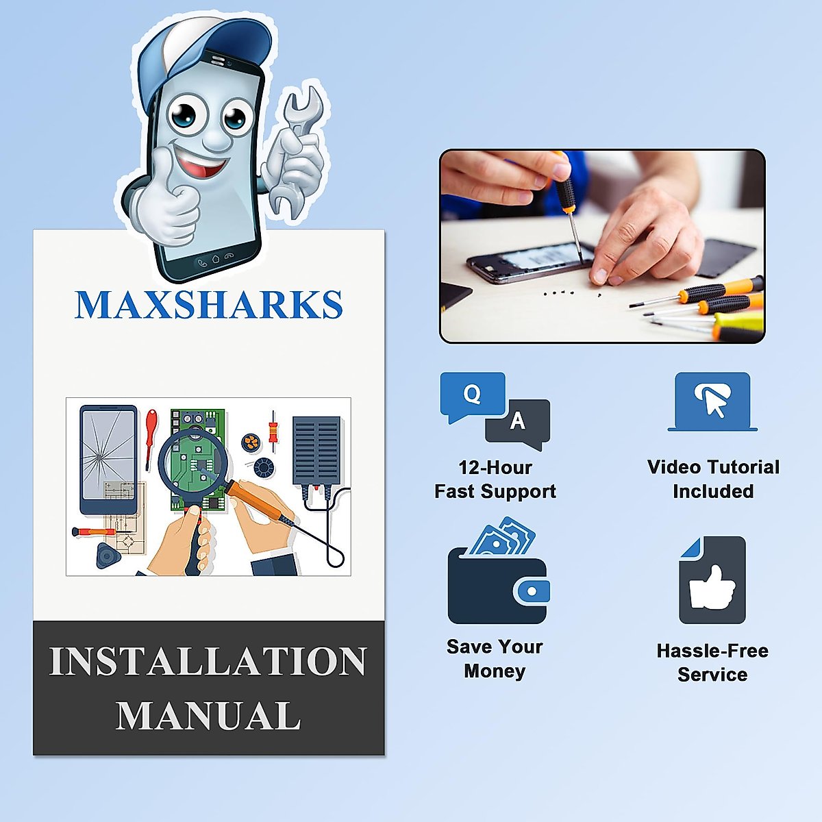 MAXSHARKS New Upgraded Battery for Redmi Note 6 / Redmi Note 6 Pro, BN48 Replacement Battery Compatible with Redmi Note 6 / Redmi Note 6 Pro, with Repair Tools & Instruction