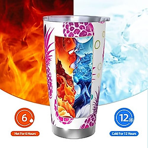 jshmgchw 3d Tropical Pineapple 20oz Tumbler, Car Cup With Lid And Straw, Spill-Proof, Stainless Steel Double Wall Vacuum Insulated Reusable Coffee Travel Mug, For Cold Drinks, Hot Beverage
