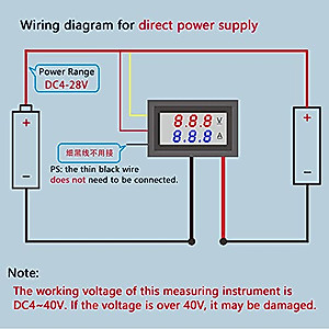 Digital Voltmeter and Ammeter 100V 10A, Volt Meter Led Display 3 bits Red and Blue, Voltage and Current Monitor of The Electronic Circuit, Measure Instrument