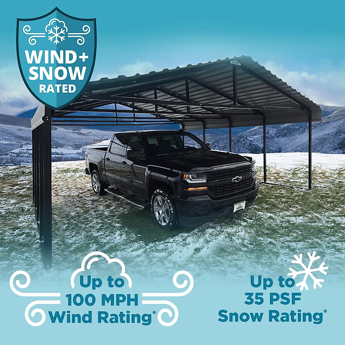 Arrow Carports Galvanized Steel Carport, Double Car Metal Carport Kit, 20' x 20' x 9', Eggshell