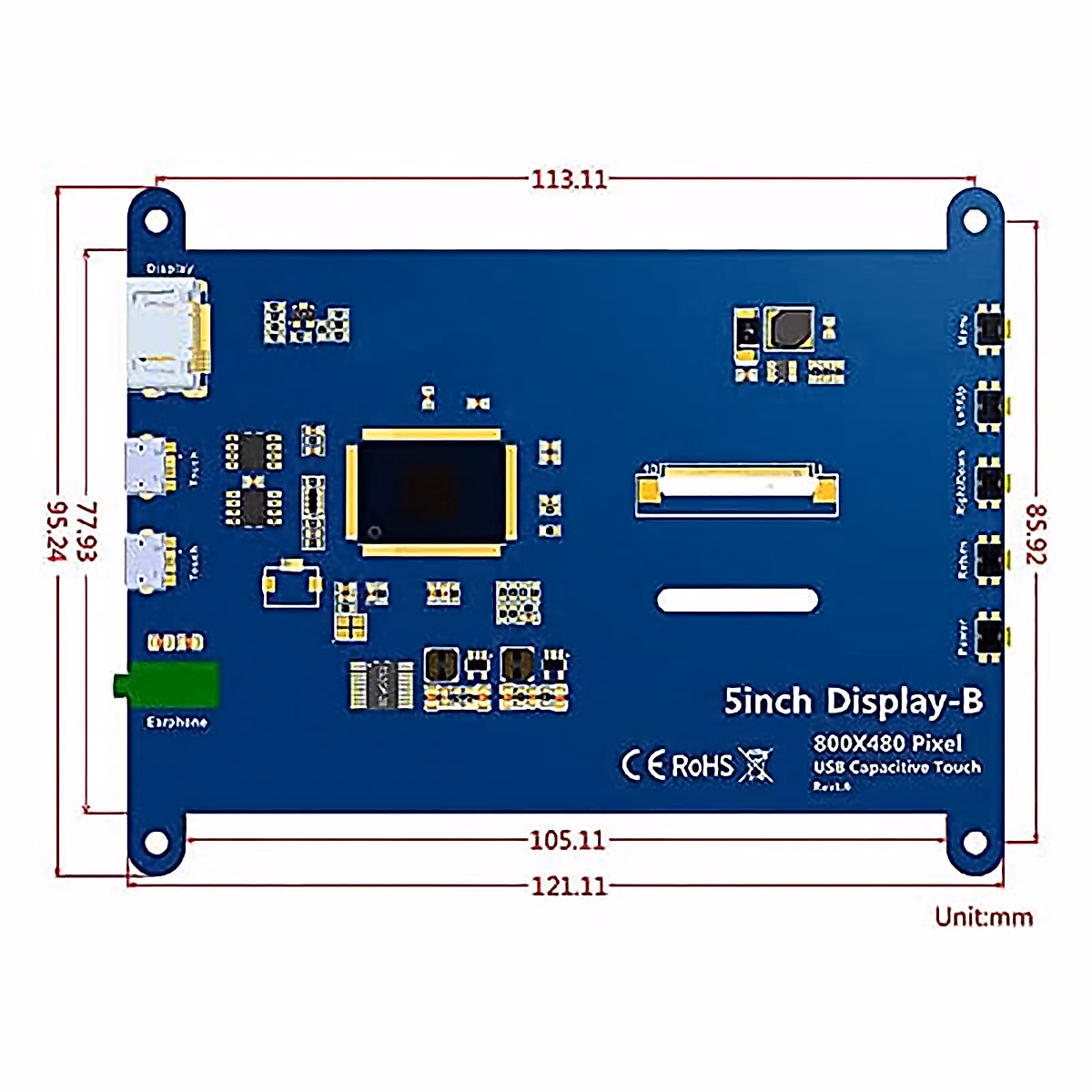 ELECROW 5 inch Monitor for Raspberry Pi Monitor Touchscreen Display Compatible with Raspberry Pi 5 4 3B+ 3B BB Black Banana Pi Jetson Nano Windows PC