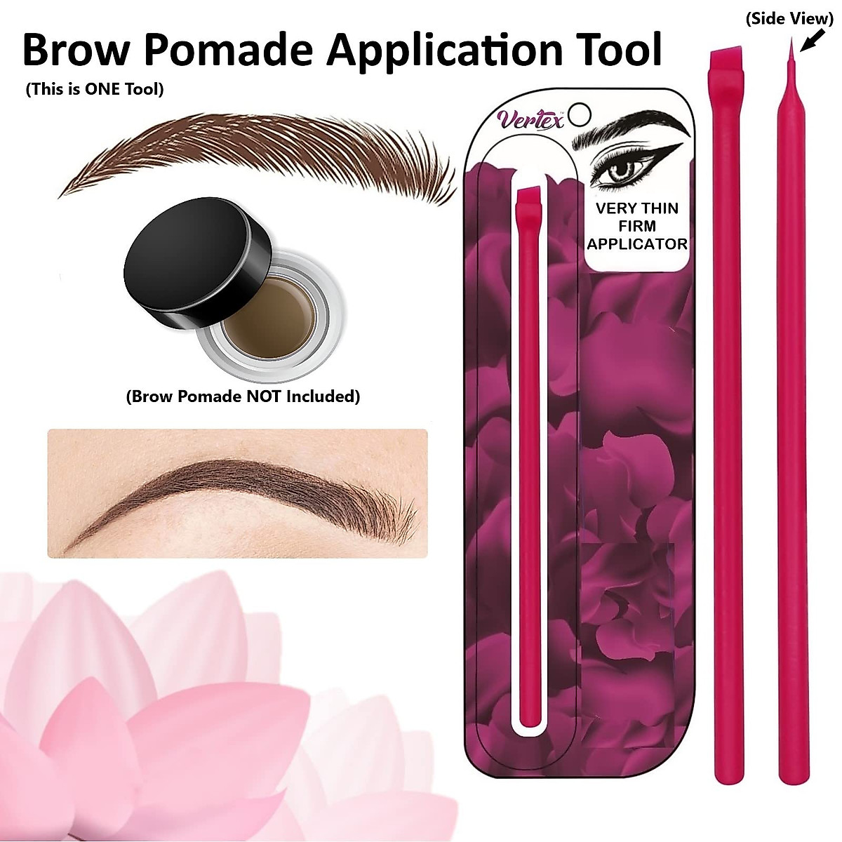 Eyebrow Pomade Tool For Stamping Hair Like Strokes With Brow Tint To Fill Brows For Angled Brow Brown Black | Razor Thin Edge Makeup Spatula For Cosmetic Pallette Liquid Concealer Foundation Eyeliner