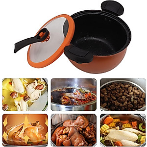 Non Stick Pressure Cooker,Thickened and Durable Medical Stone Soup Pot 8L Large Capacity Micro Pressure Cooker with Transparent Glass Lid (Orange)