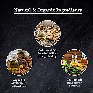 Beard Growth Oil for Men with Cedarwood and Tea Tree Oil - Easy Beard Dispenser and Pump for Mens Beard Care - Sulfate Free Beard Softener - Thickening Beard Exfoliator for Men (2oz)