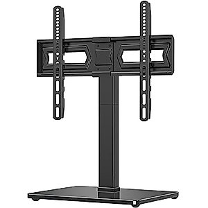 Universal TV Stand, Swivel TV Stand Base Fits Most 37 to 70 Inch LCD LED Screens, 9 Levels Height Adjustable Table Top TV Stand with Tempered Glass Base, Holds up to 88lbs, Max VESA 600x400mm