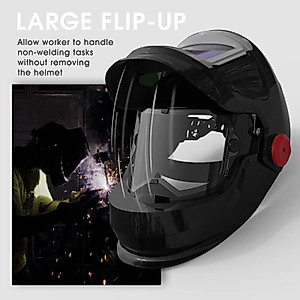 YESWELDER Large Viewing Flip Up Design Auto Darkening Welding Helmet with Side View, Digital Welding Lens，1/1/1/1 True Color 4 Arc Sensor Welder Mask