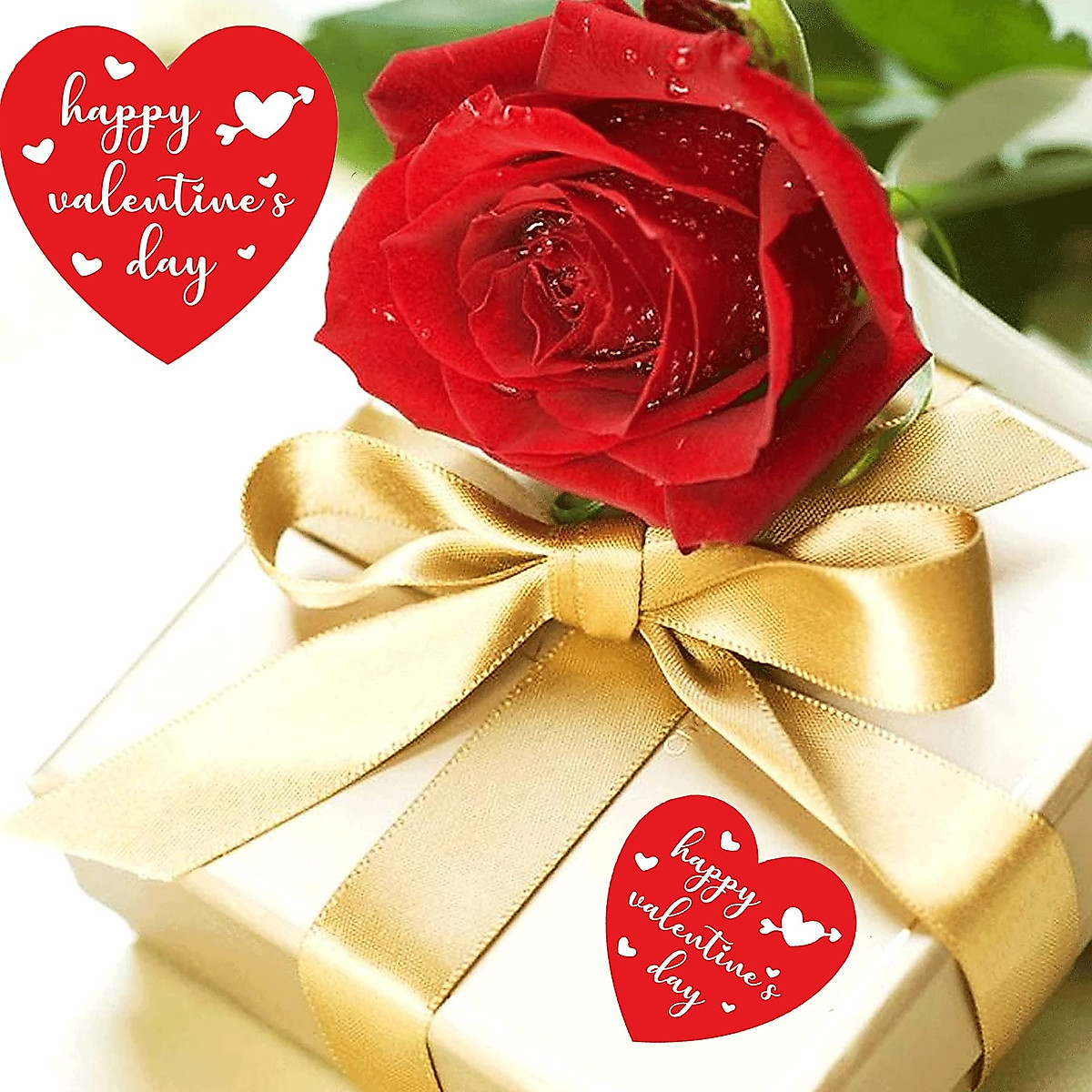 wootile Valentine's Day Heart Stickers, 2" Red Heart Shaped Labels 500 Pcs, Matte Finish for Gift Wrap, Decorations, Wedding Invitations, Party Favors, Crafts