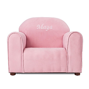 Keet Personalized Toddler Chair, Customize with Name, Personalized Kids Chair, Embroidered with Name, Kids Armchair Personalized, Easy to Coordinate, Ages 2-5 Years, Kid Sofa Chair, Microsuede Pink