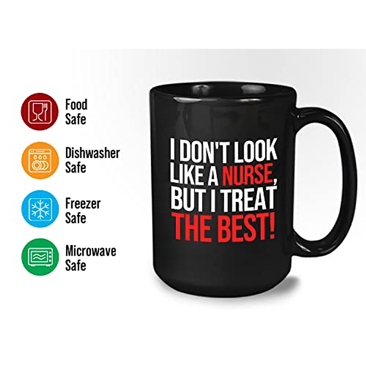 Bubble Hugs Nurse Coffee Mug 15oz Black - I don't look like - Labor Clinical Certified Nursing Assistant Surgical Emergency Oncology Practitioner
