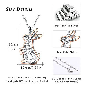 OHAYOO Rabbit Necklace for Women Cute Bunny Animal Necklace 925 Sterling Silver Jewelry Gifts for Women (A1-Bunny Secret Garden)