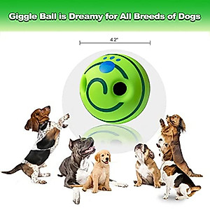 Dog Toys Giggle Ball Interactive Dog Treat Toys Wobble Wiggle Waggle Giggle Ball Make Noise Fun Sound Food Dispenser Soccer Toy Dog Puzzles IQ Train for Puppy Small Medium Dogs Favorite Gift Green
