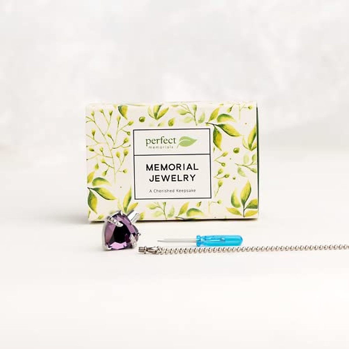 Perfect Memorials Hold My Heart Amethyst Cremation Jewelry - Beautiful Pendant for Loved One/Memorial Urn Necklace for 1 Cu/in of Adult Human Ashes, Lock of Hair, & More/Keep Them Close to Your Heart