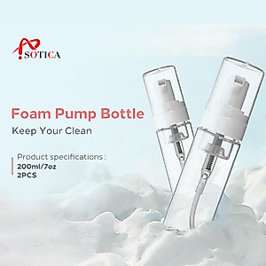 Foam Pump Bottle - 7OZ SOTICA 2PCS Foam Bottle Dispenser Reusable Foam Spray Bottle Travel Empty Foam Dispenser Pump Bottle Plastic Foam Dispenser Bottle Foaming Refillable Soap Dispenser