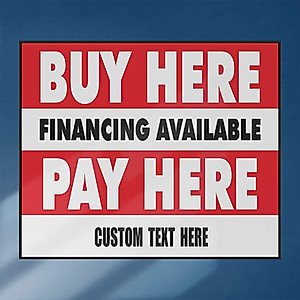 Custom Decal Stickers Multiple Sizes Buy Here Financing Available Pay Here Industrial Vinyl Safety Sign Label Financing Personalized Text Here 24x18Inches