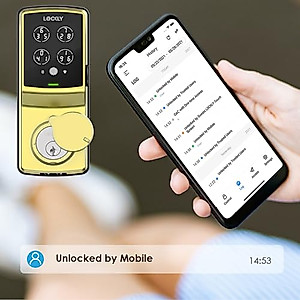 Lockly Secure Pro Smart Lock - Keyless Entry Deadbolt, Fingerprint Sensor, App Control, Key, Voice Control, Auto Lock PGD728WMG- Brushed Gold (Wi-Fi Hub Included)
