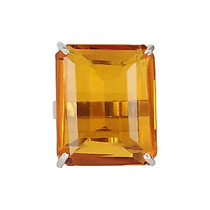 80.00 Ct. Emerald Cut Big Size Yellow Citrine Ring, Party Wear Ring, 925 Sterling Silver Ring