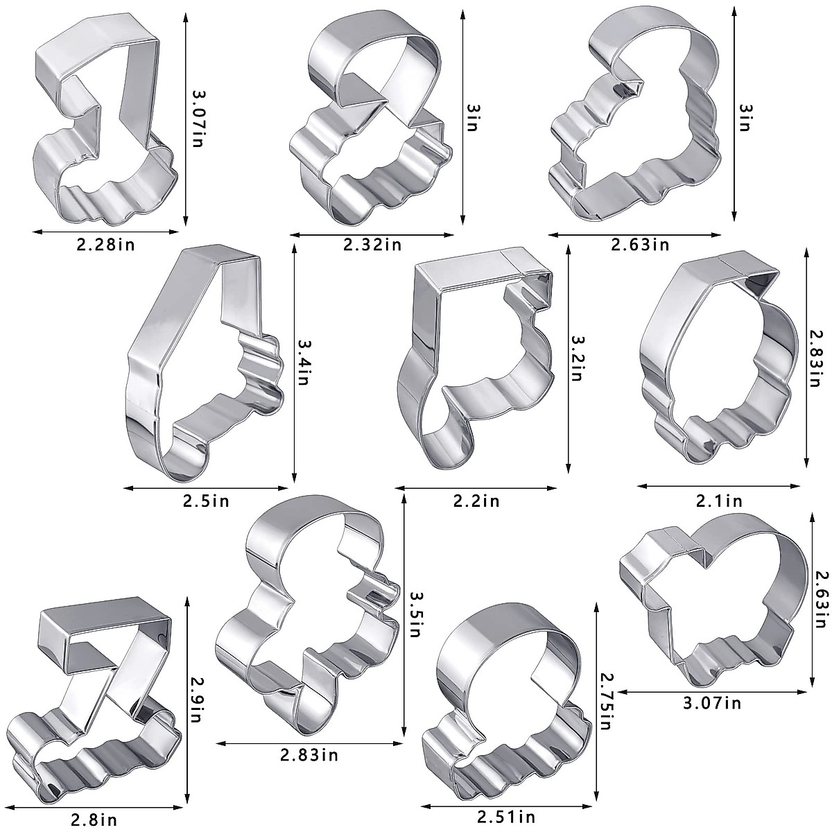 10 Pieces Numbers Cookie Cutters Number Shapes Vintage Cookie Cutter Birthday Number Cookie Mould for Home Kitchen Baking Biscuit Birthday Baby Shower Party Supplies