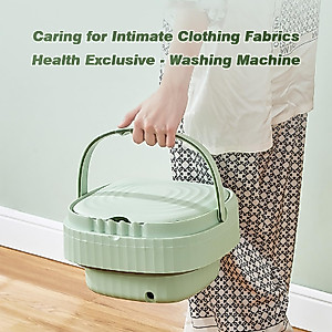 Foldable Mini Washing Machine,Small Washing Machine for Underwear,Laundry, Camping, RV, Travel, Underwear, Socks, Baby clothes Lightweight and Easy to Carry (ABS-Green) Touch key