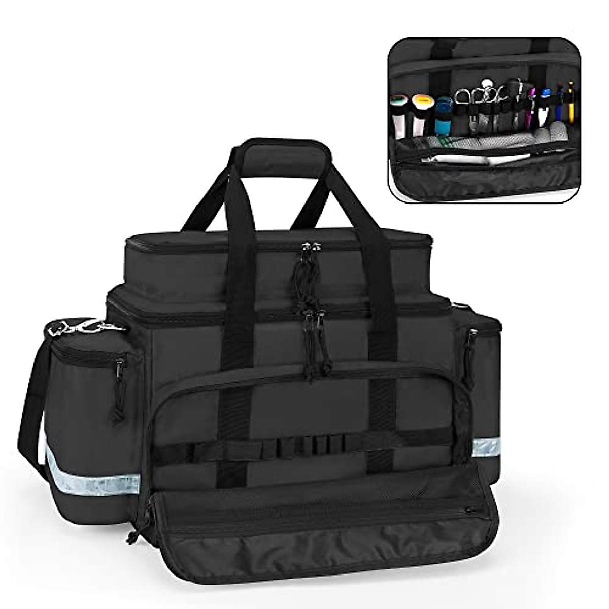 Damero First Aid Medical Bag, Medical Trauma Bag Empty with 2 Removable Pouches and Dividers, Ideal for EMT, EMS, Paramedics, Black