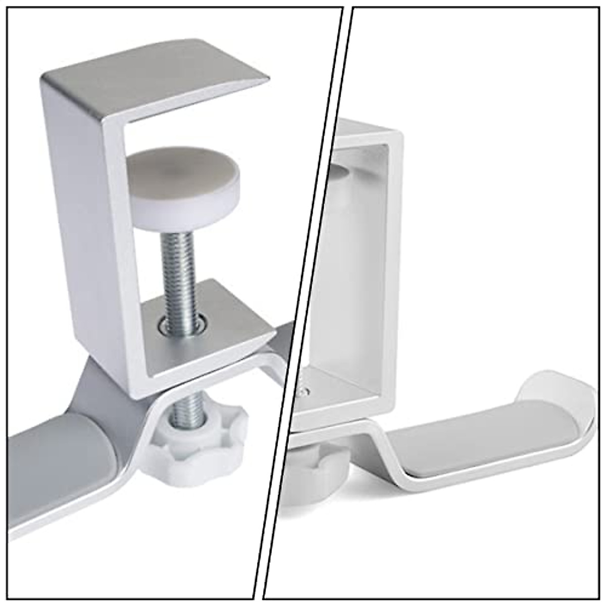 Angoily Silver Headphone Headphones Desk Iron Clamp Office Desktop Under- Under Arm Aluminum Adjustable Dual Premium Design Storage for with Mount Universal Rack All Head Display Fit Hook