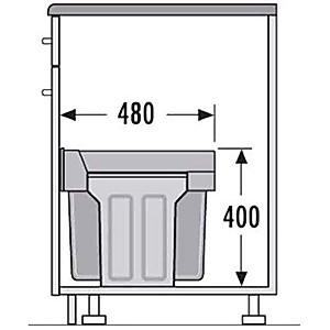 Kitchen Cabinet Double Waste Bin HAILO Tandem 30L Under The Sink Waste sorter 2 x 15 liters