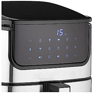 GoWISE USA 7-Quart Air Fryer & Dehydrator Max Steel XL- with Touchscreen Display with Stackable Dehydrating Racks with Preheat & Mute Functions + 100 Recipes (Stainless Steel)