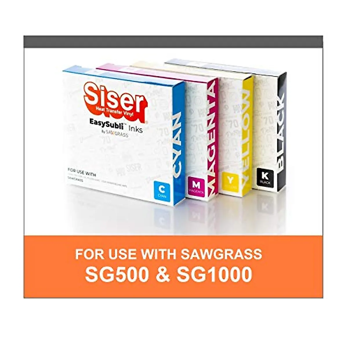 Sawgrass EASYSUBLI Sublimation Inks for SG500 / SG1000 Printer. Full Set of 4 Easy Subli Ink cartridges (CMYK) Bundle with 3 Rolls SUBLIMAX Brand Heat Tape- for Siser EasySubli Users.
