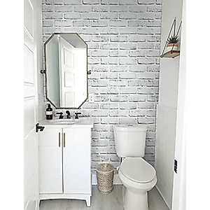 Timeet Brick Wallpaper Peel and Stick Wallpaper White Grey Brick Contact Paper 3D Brick Wall Paper Stick and Peel Wallpaper Removable for Bedroom Living Room Decoration 17.7in x 78.7in