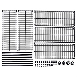 AmazonCommercial Heavy-Duty 5-Tier Steel Wire Shelving with Optional Wheels, NSF Certified, 48" W x 18" D, Black