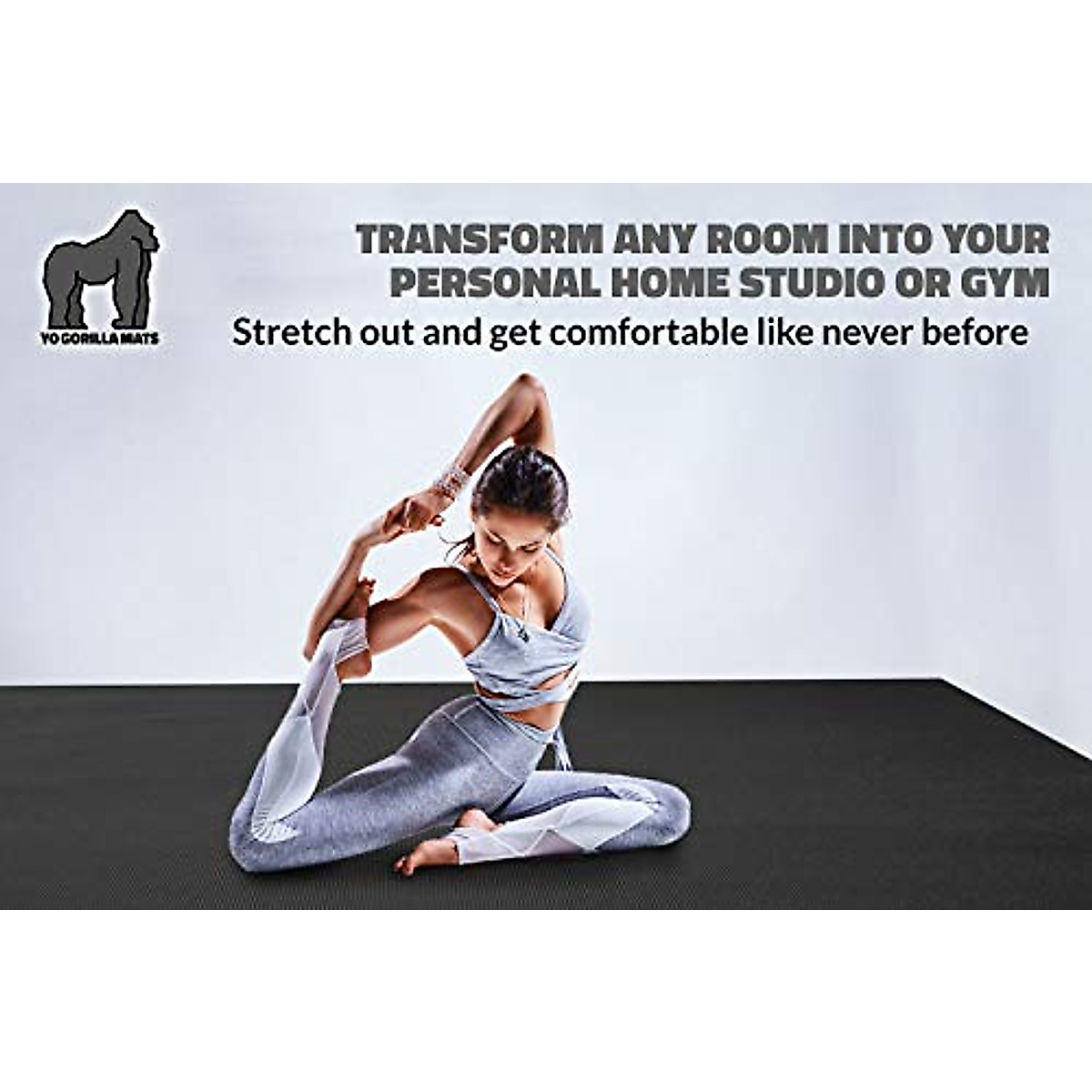 Gorilla Mats Premium Large Yoga Mat – 6' x 4' x 8mm Extra Thick & Ultra Comfortable, Non-Toxic, Non-Slip Barefoot Exercise Mat – Works Great on Any Floor for Stretching, Cardio or Home Workouts