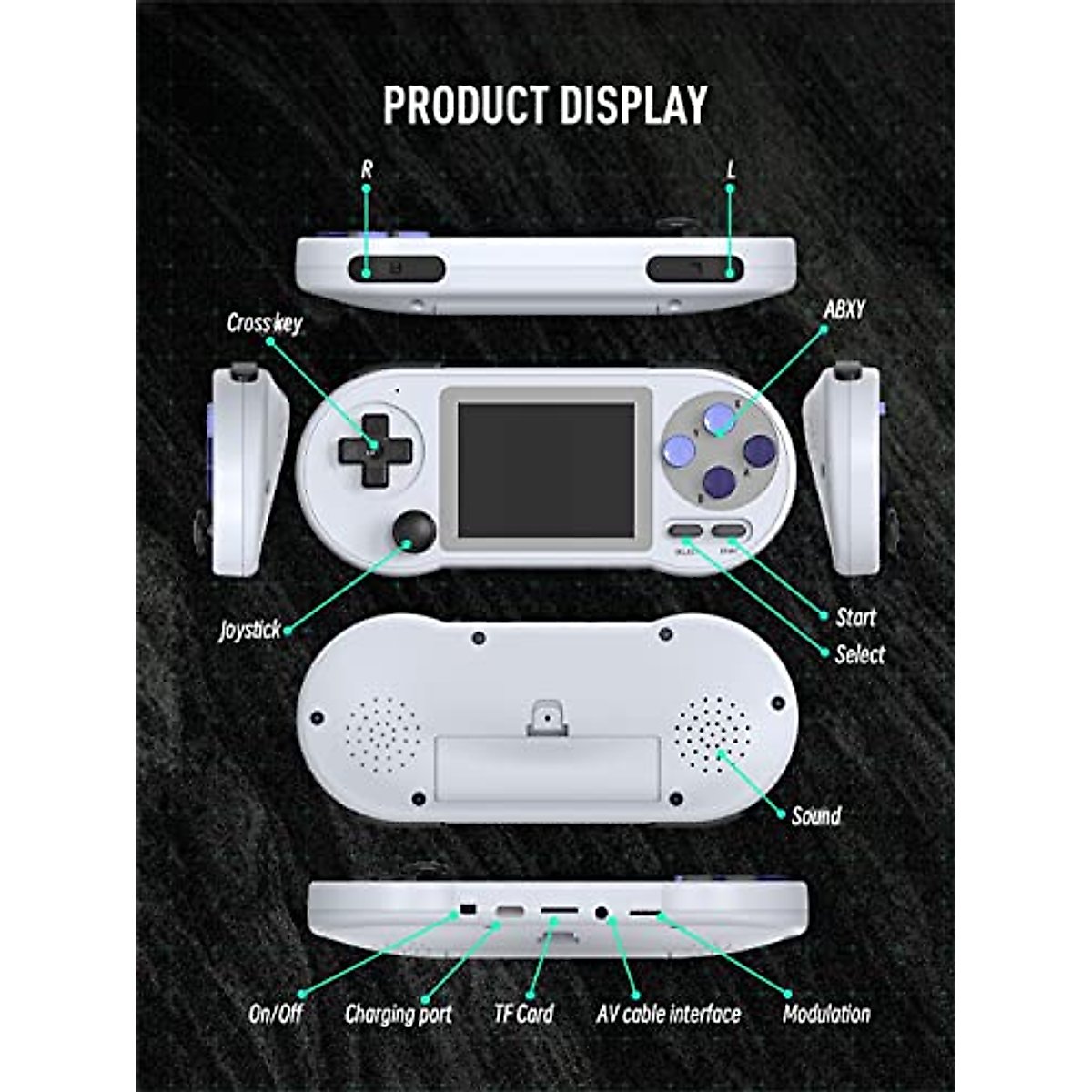 Handheld Game Console for Kids, Rertro Game Console Built-in 6000 Retro Games, 3 inch IPS Screen, 7 Emulators FC/SFC/MD/GB/GBC/GBA/MAME, Retro Handheld Game Console Gift for Kids
