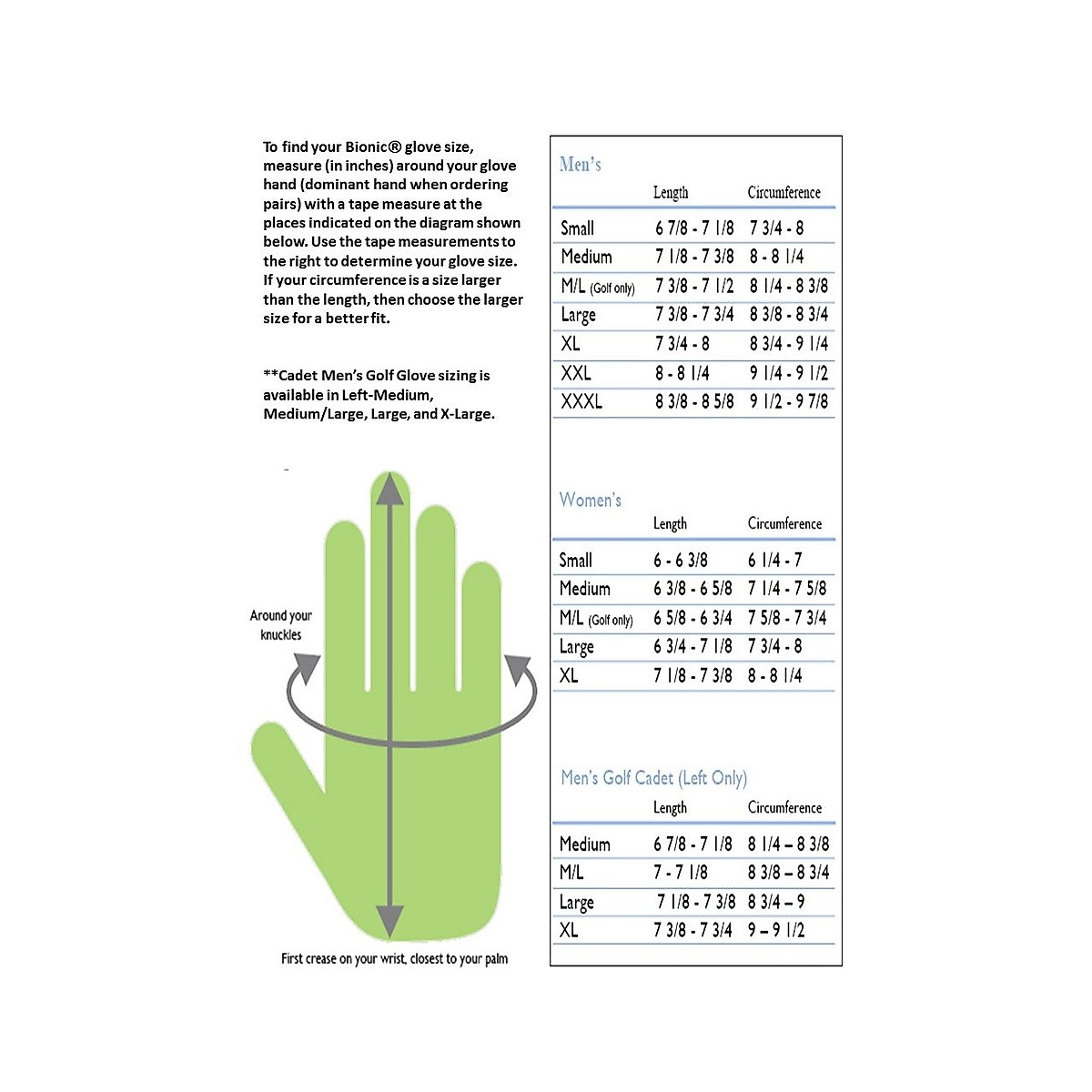 Bionic Gloves –Men’s StableGrip Golf Glove W/Patented Natural Fit Technology Made from Long Lasting, Durable Genuine Cabretta Leather, White, Large