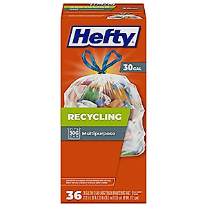 Hefty Recycling Trash Bags, Clear, 30 Gallon, 36 Count