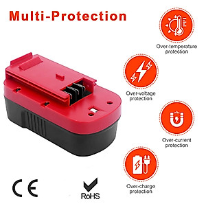 2 Packs 3.6Ah Ni-Mh HPB18 18 Volt Battery Compatible with Black and Decker 18V Battery HPB18-OPE A1718 244760-00 Firestorm FSB18 FS18FL FS180BX FS18BX Cordless Power Tools Batteries