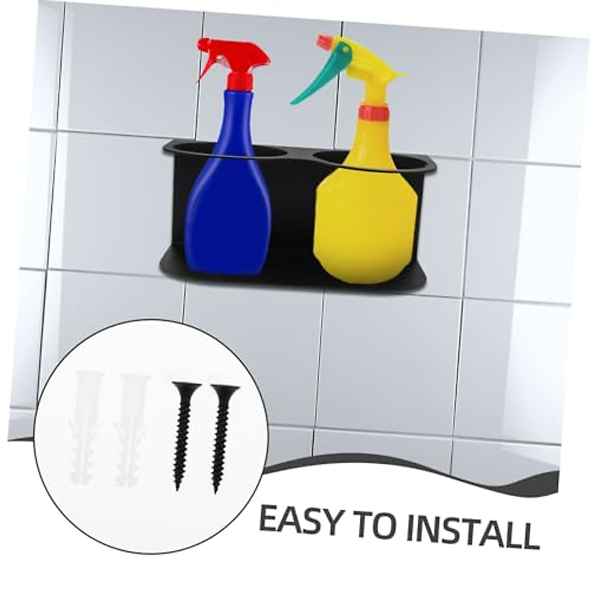 OSOLADY Spray Bottle Holder Wall Hanging Spray Bottles Storage Rack Heavy Duty Hooks Spray Bottle Mount Bracket Wall Bracket Spray Bottle Wall Mount Spray Bottle Hook Black Stainless Steel